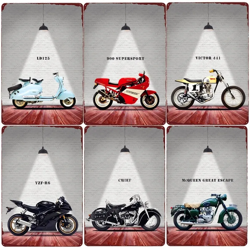 Retro Motorcycle Signs: Premium Quality Vintage Metal Posters for ...