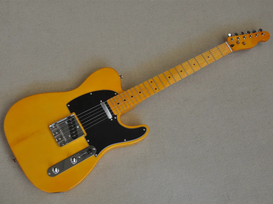 Customizable Yellow Yellow Electric Guitar With Chrome Hardware And ...