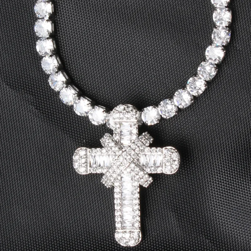 Iced Out Cross Necklace, Hip Hop Necklace: Stainless Steel Chain With ...