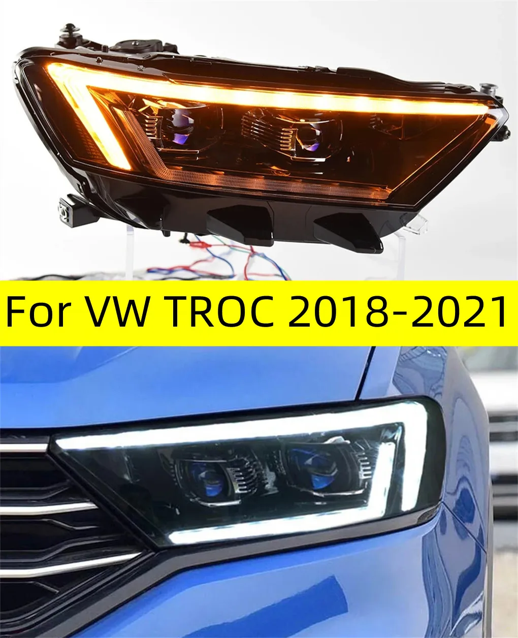 Led Headlights Assembly For TROC 2018 : DRL Lens H7 LED Bulb Daytime ...