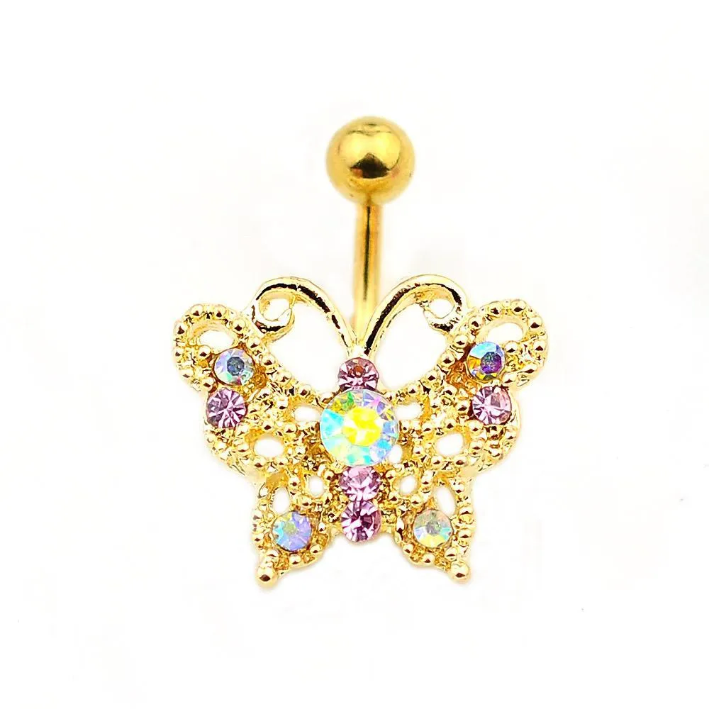 Gold Butterfly Belly Button Piercings Mix Styles For Piercing Body ...