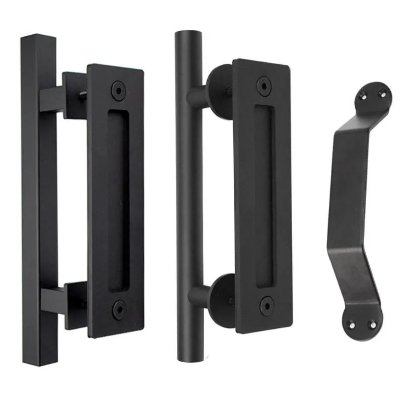 Handles 12 Matte Black Sliding Barn Door Pull Flush Handle Gate ...