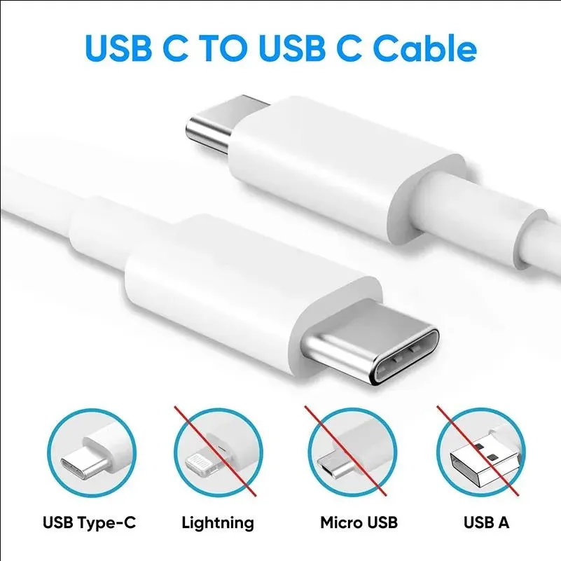 12W 20W USB C Cables PD Fast Charging 3A Type C Data Cords 1m 3ft For ...