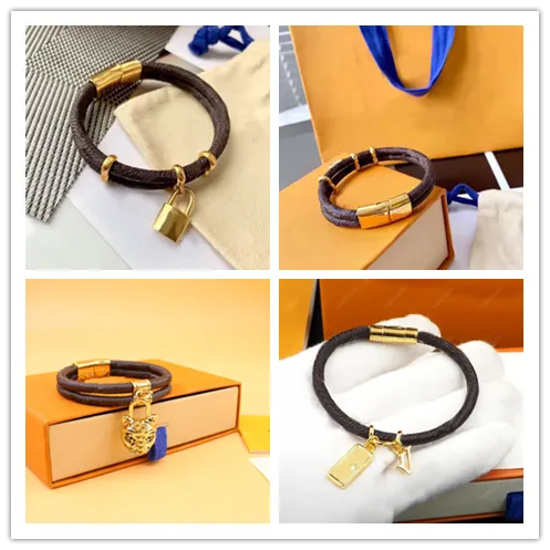 Designer Leather Bracelet With Gold Lock, Luxury Jewelry For Men And ...