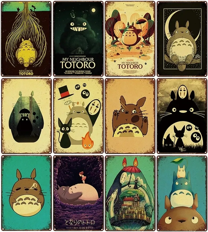 My Neighbor Totoro Anime Metal Tin Sign Decor, Japanese Art Painting ...