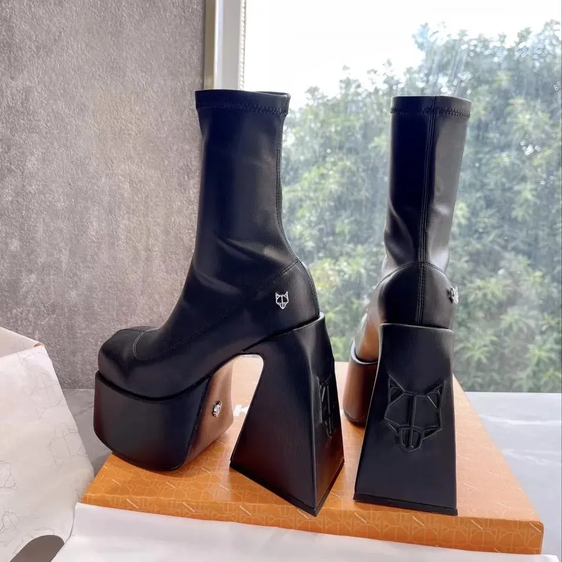 Luxury Designer Naked Wolfe Spice Black Stretch Boots With ...