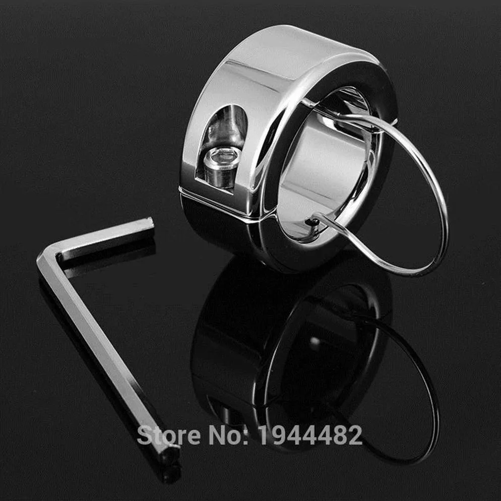 Stainless Steel Ball Stretchers Metal Scrotum Pendant Locking Cock Ring