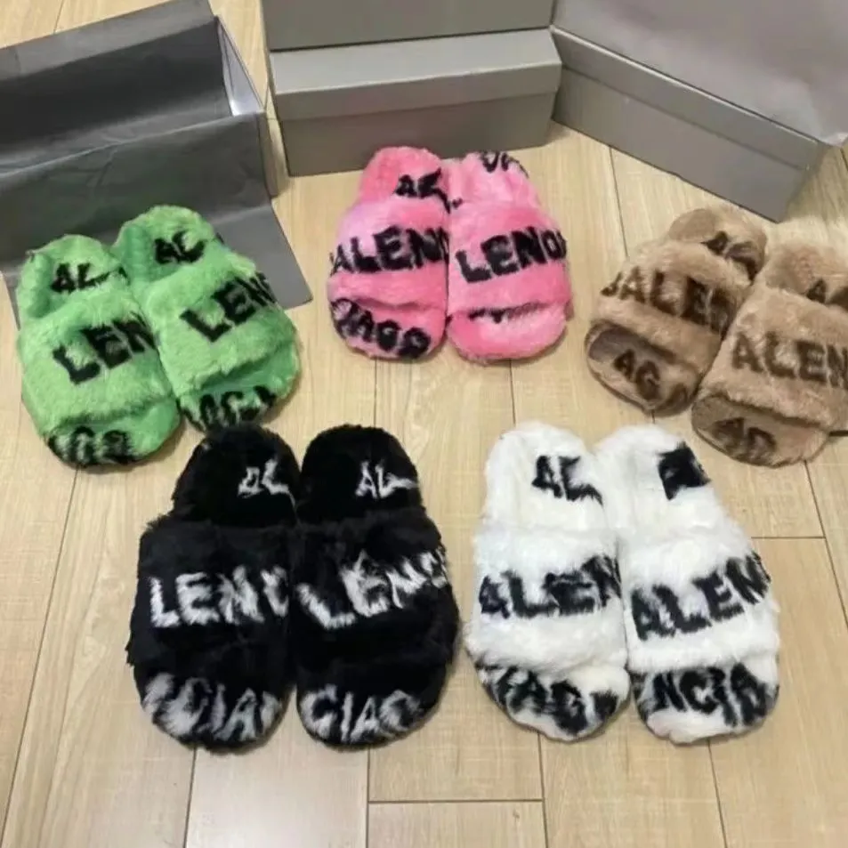 Designer Paris Furry Slide Parisian Sandals For Women Warm, Comfortable ...