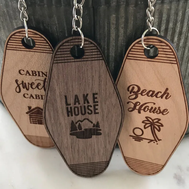 2025 DIY Wooden Keychain Pendant Rectangular Beech Wood Blank Keychains ...