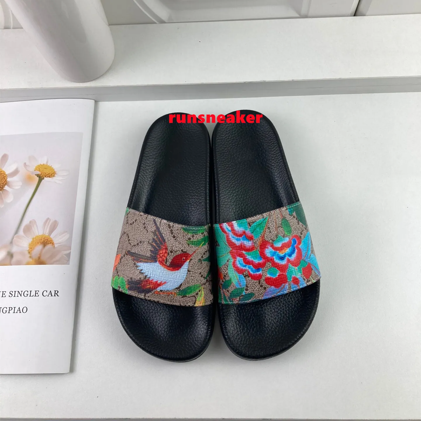 Designer Floral Slides For Men And Women Size 36 48 Platform Slide ...