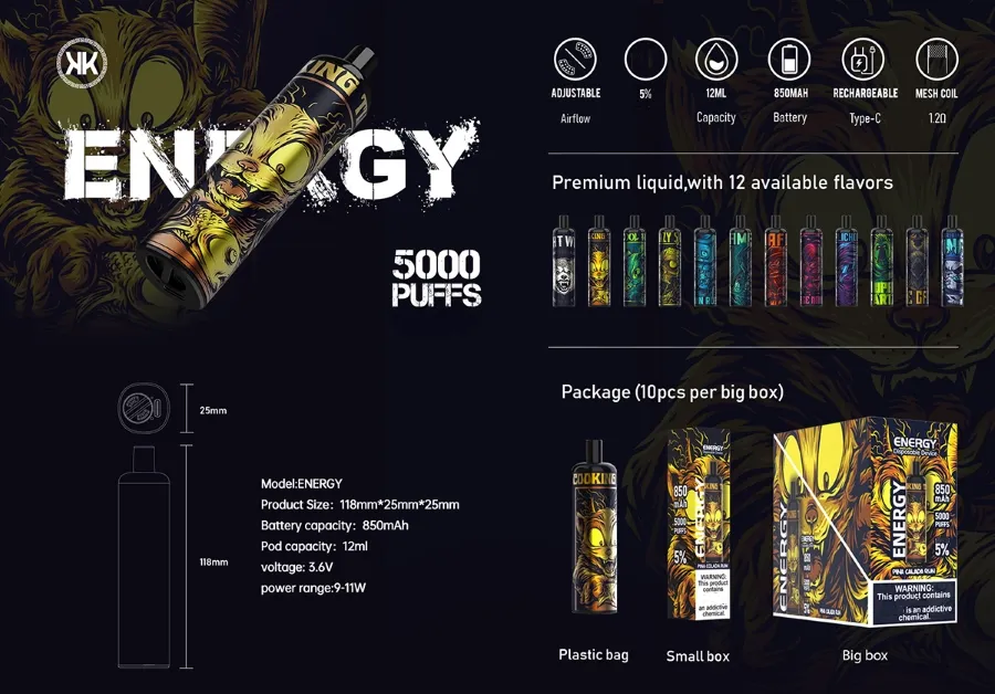 New Disposable Vape KK Energy 5000 Puffs Vape Disposable Puff E ...