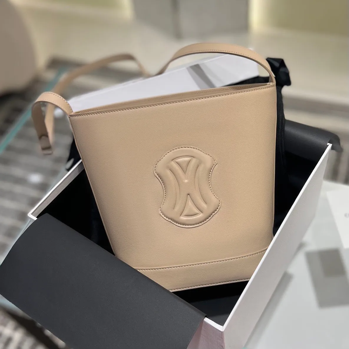 DHgate.com:Genuine Leather Bucket Bag, Drawstring Shoulder Hobo Bag for ...