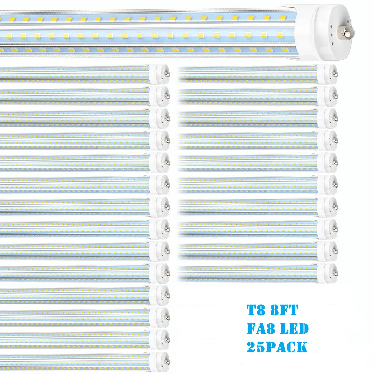 120W 8FT LED Shop Lights Bulb AC100 277V Single Pin FA8 T8 96'' LED Tube Light 8 Feet D Shaped 3 ...