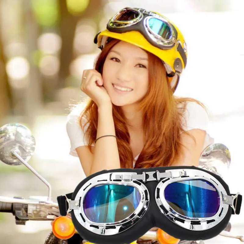 Retro Motorcycle Goggles - Vintage Pilot Glasses for Harley, Steampunk ...