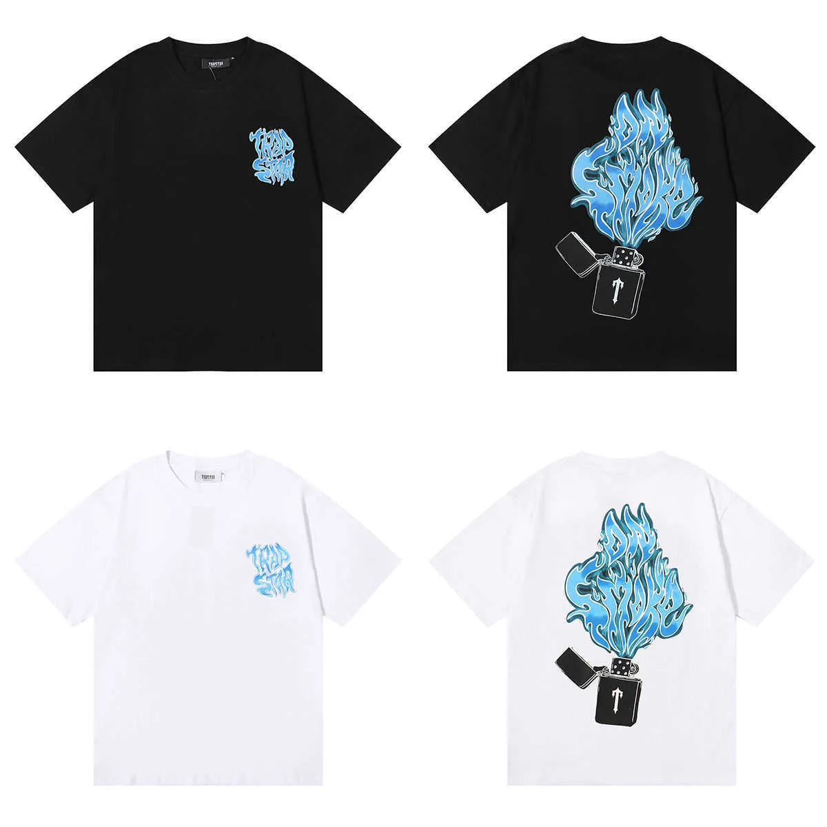 Trapstar Lighter Blue Flame Printing Camiseta De Manga Corta Informal ...