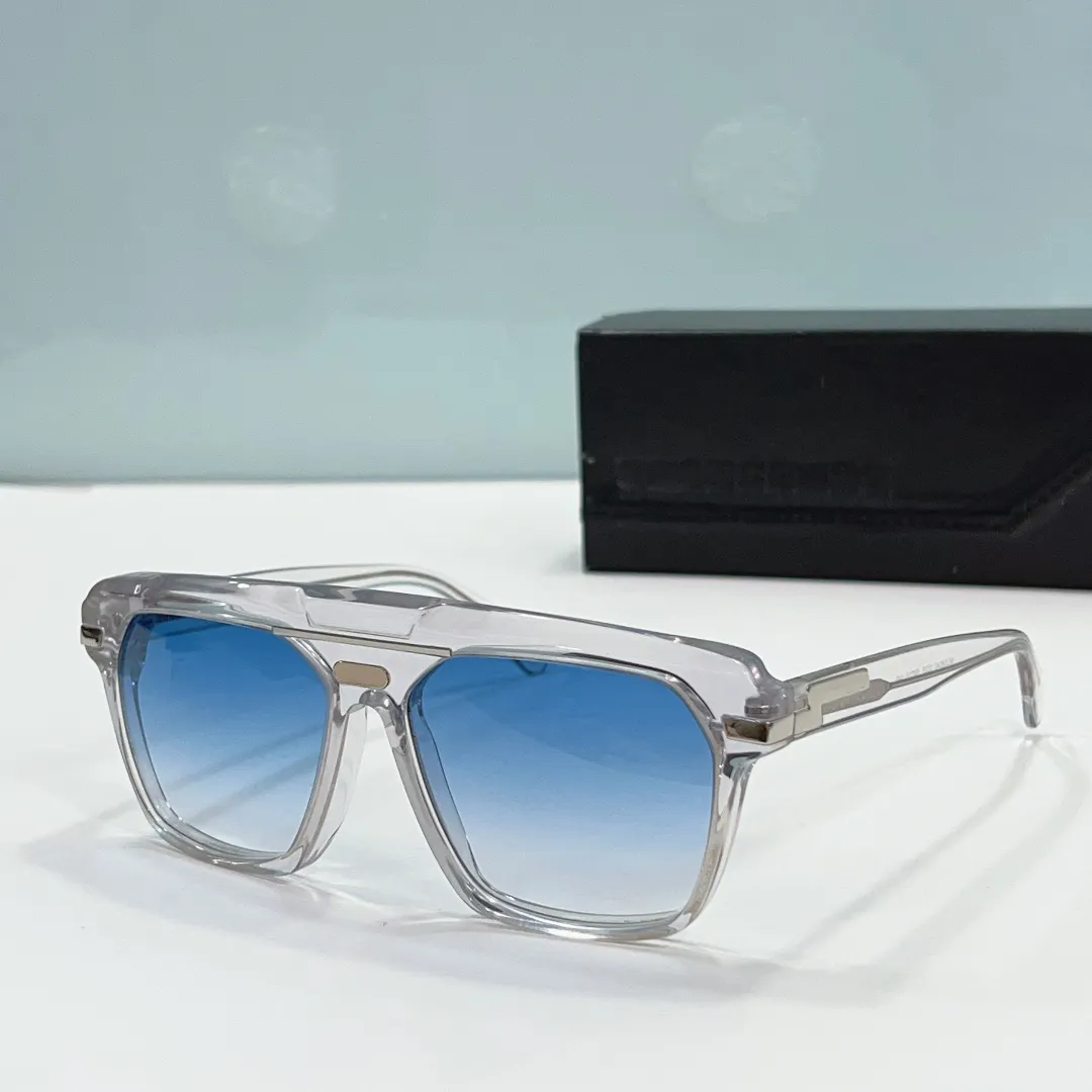 UV400 Sunglasses: Rectangular Crystal Silver Frame With Blue Gradient ...