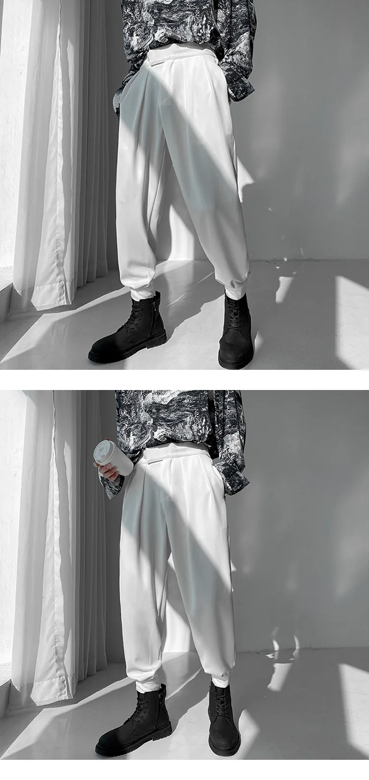 Luxury Men's Harem Pants: Drapey Pleated Trousers - Black & White ...