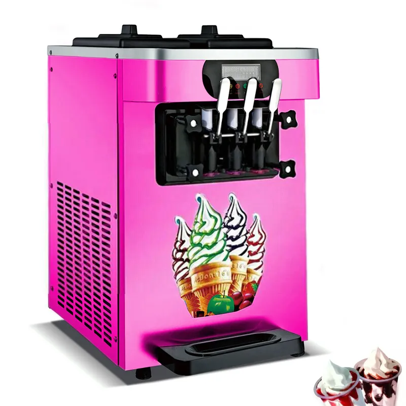 Commercial Ice Cream Maker Machine Pink Color Soft Ice Cream Machine ...