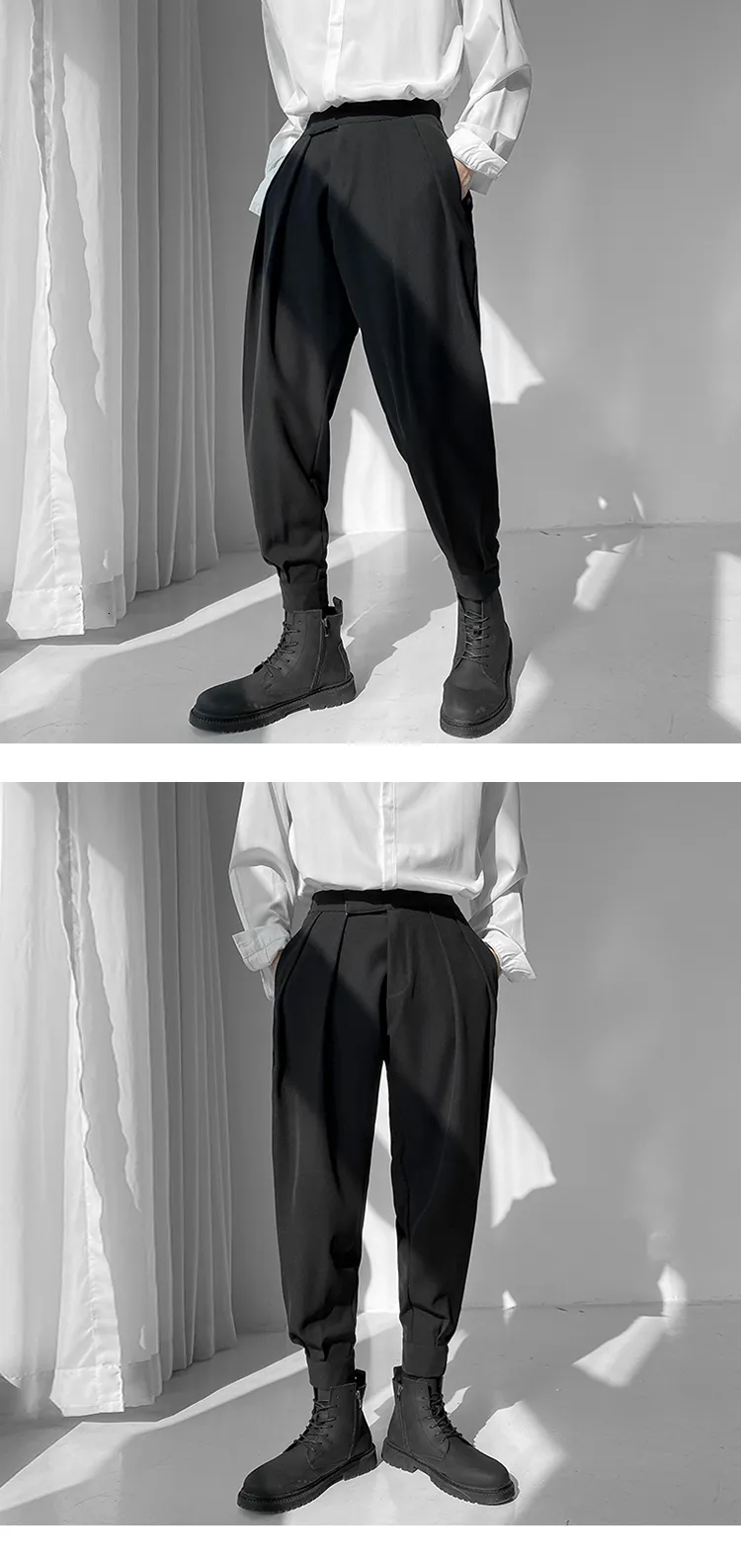 Luxury Men's Harem Pants: Drapey Pleated Trousers - Black & White ...