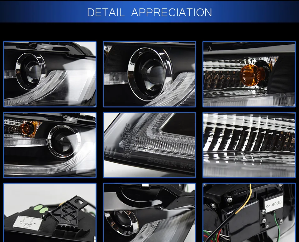 LED Headlights For AUDI A4 B8 A6L S4 RS4 2009 2012 DRL, High/Low Beam, Bi LED Head Light Drl ...