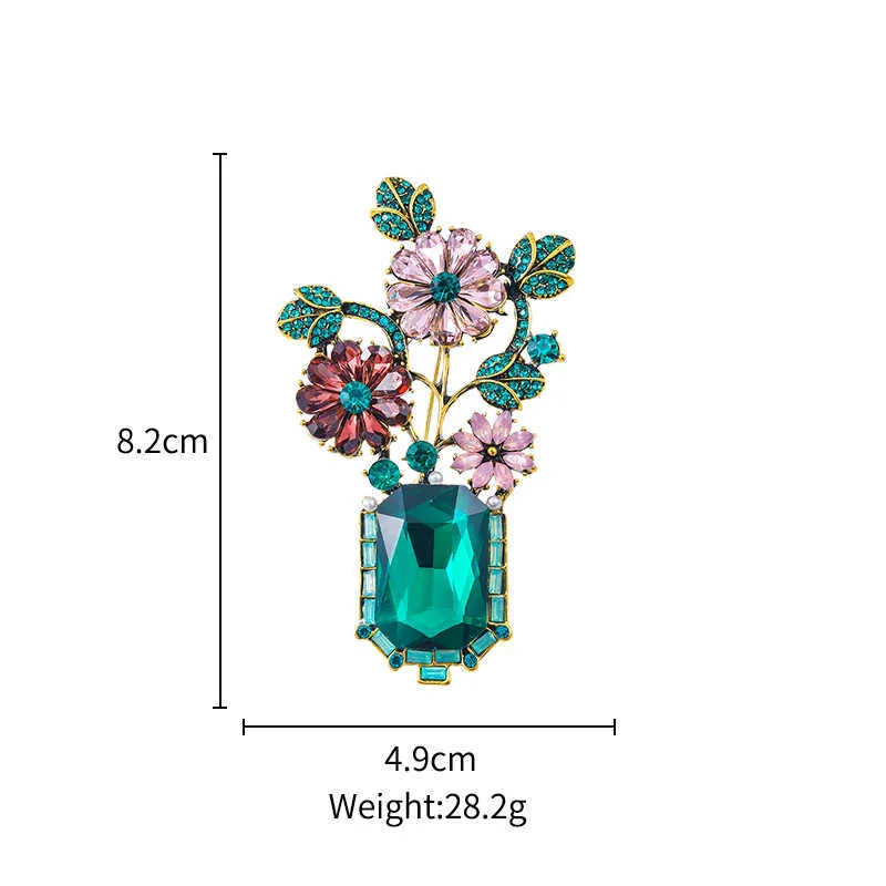 WEIMANJINGDIAN Green Crystal Flower And Vase Pins ... From Sihuai06, $8 ...