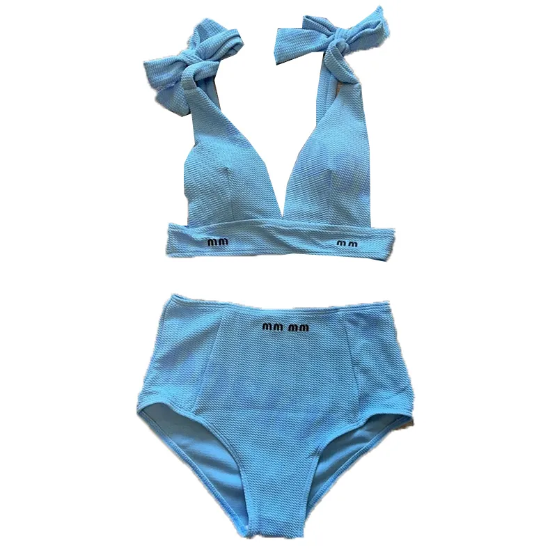 Costume Da Bagno Blu Cielo Firmato Lettera Logo Bikini Set Costume Da ...