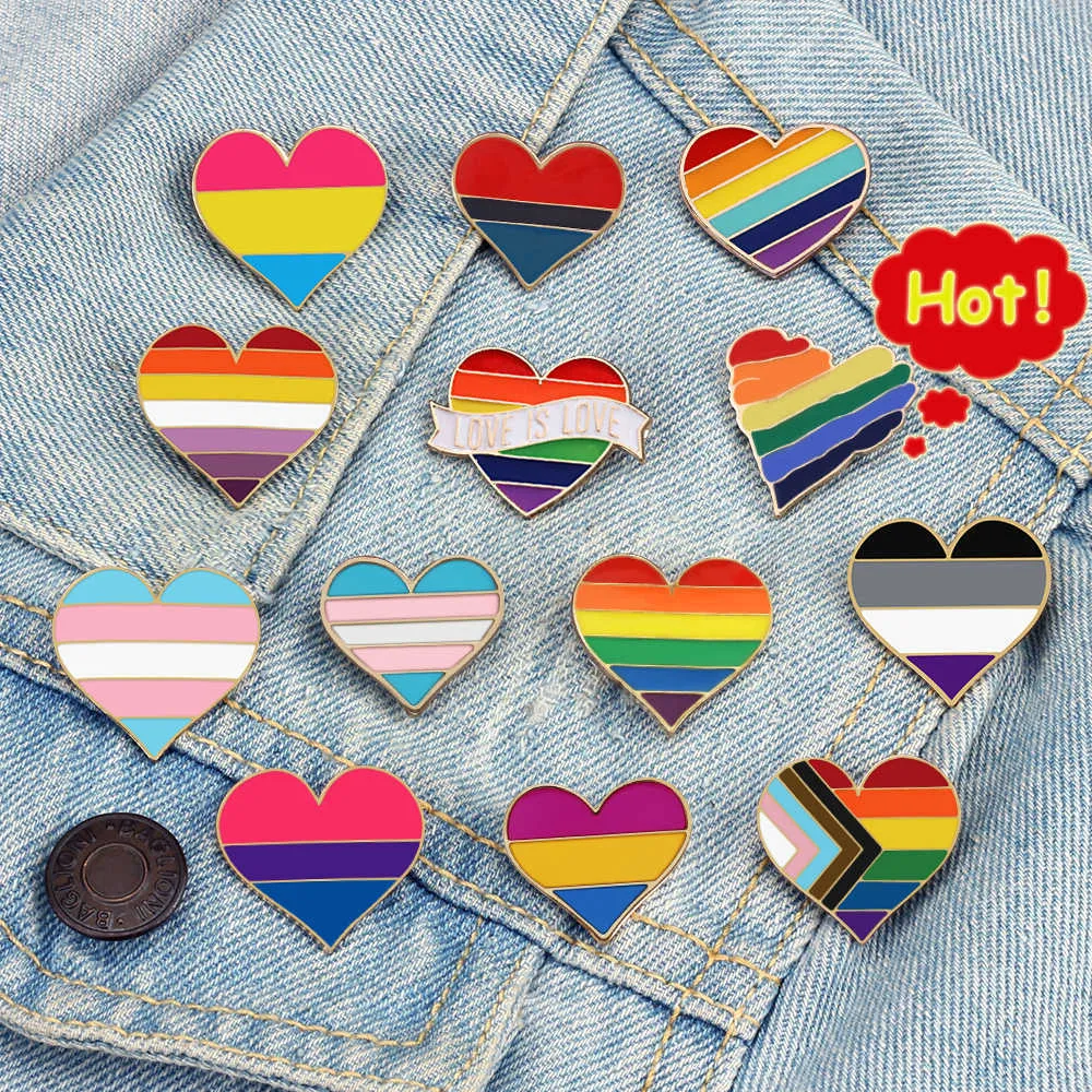 DHgate.com:Rainbow Heart LGBT Pride Enamel Pin Colorful Icon Brooch for ...