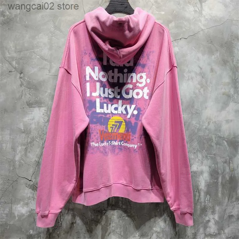 Vintage Washed Pink Vetements oversized hoodie for Men and Vintage Washed Pink Vetements oversized hoodie for Men and