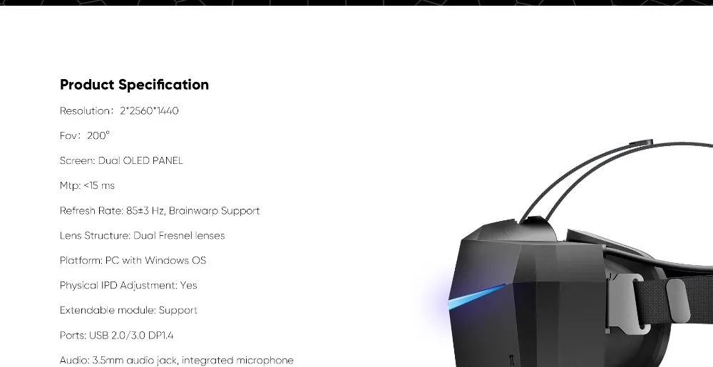 PIMAX 5K XR Ultrawide AMOLED SCREED PC VR HEADSET5K عالية الدقة غامضة 200FOV من 5,056.38ر.س | DHgate