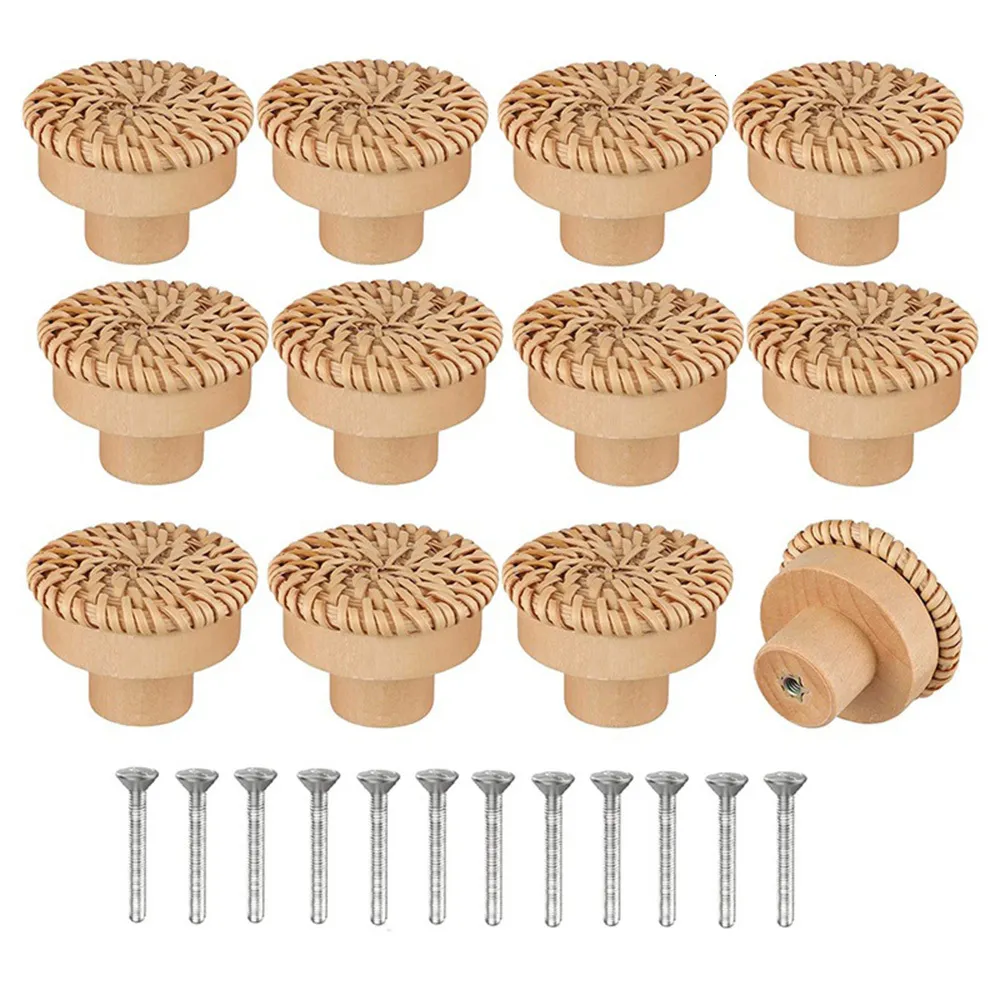 DHgate.com:Wooden Beech Rattan Drawer Pulls & Knobs - 10 Pack | Unique Kitchen Cabinet Door ...