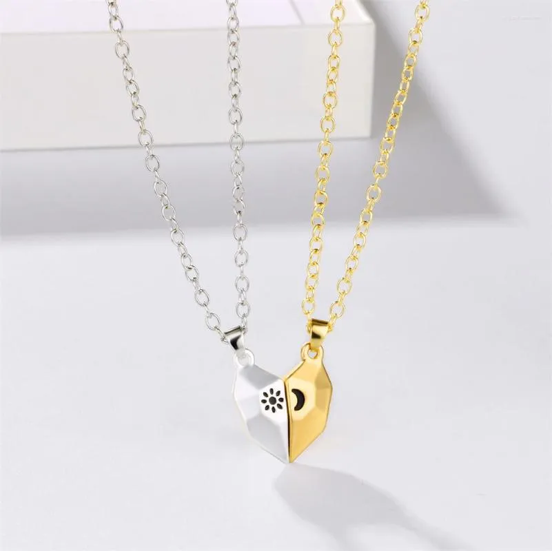 Trendy Magnetic Dainty Pendant Necklace With Sun, Moon, And Heart ...