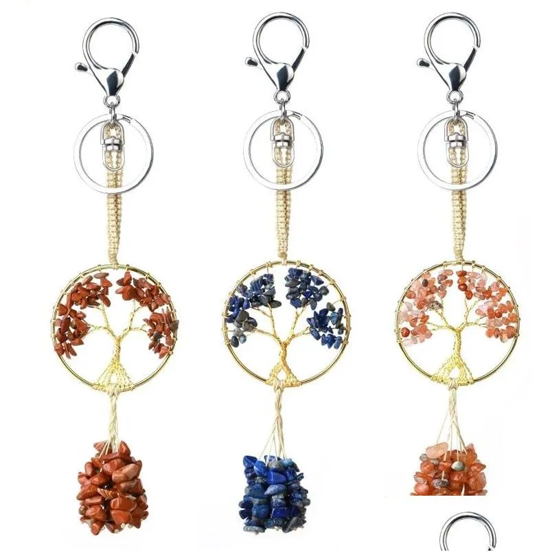 DHgate.com:Tree of Life Natural Stone Keychain Chip Beads Wire Wrapped ...