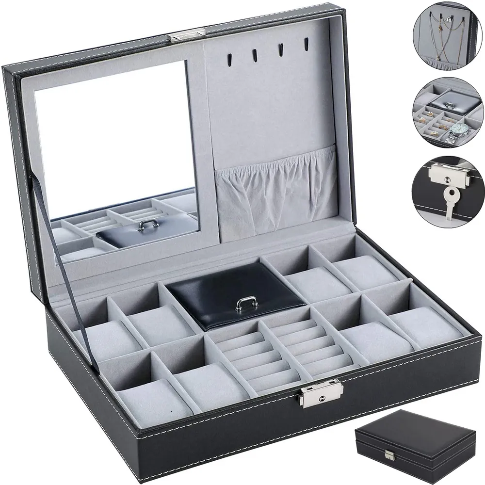 DHgate.com:Luxury 8-Slot PU Leather Watch Case Organizer with Mirror ...