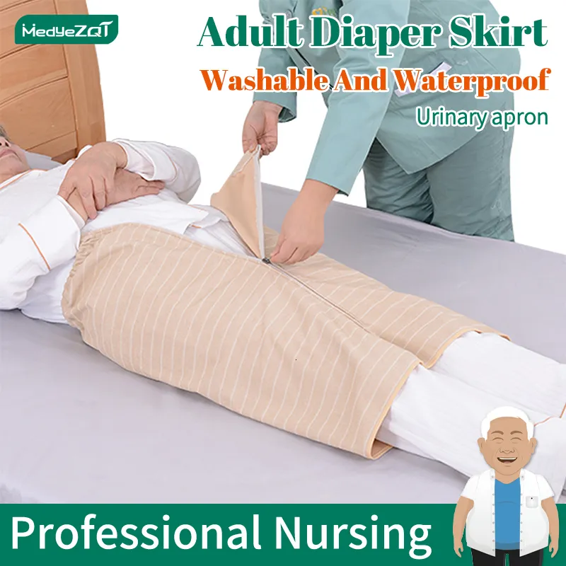 Adult Diaper Skirt Washable Waterproof Reusable Urine Bed Pad Apron For ...