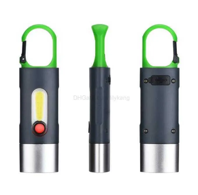Mini USB Rechargeable LED Flashlight Keychain Portable Torch with COB ...
