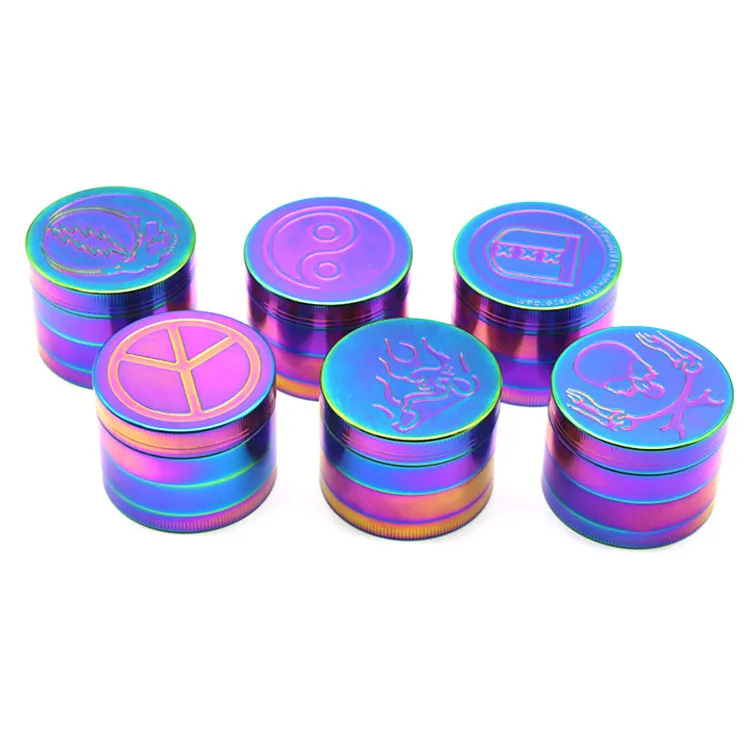 DHgate.com:Rainbow Smoking Metal Herb Grinder 4-Layer Zinc Alloy ...