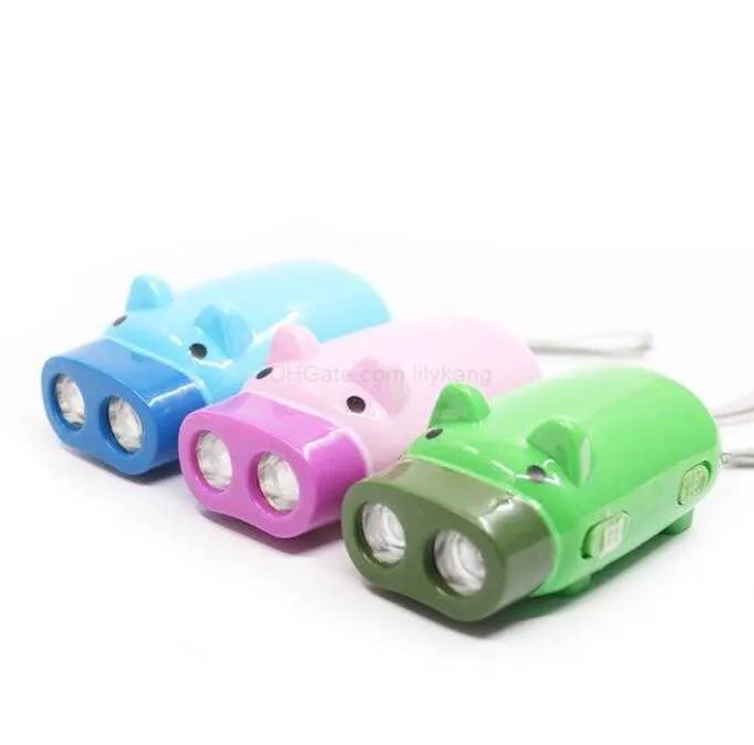 Creative Piggy Hand Pressing Hand Crank Flashlight Self Generating Mini ...