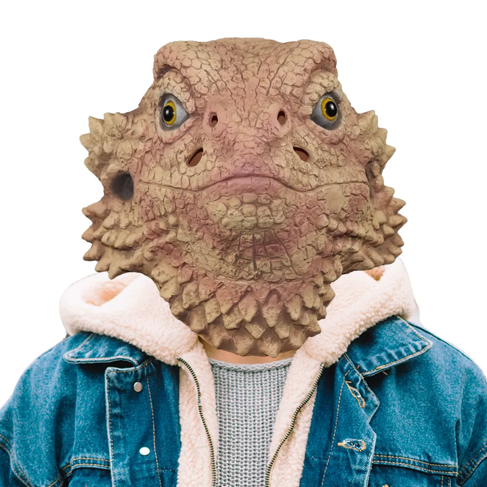 Spiny Lizard Halloween Costume Adult Pretend Latex Dinosaur Mask With ...