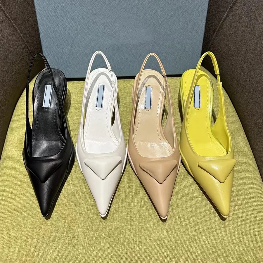 Wholesale Women's Leather Slingback Pointed Toe Kitten Heel Sandals ...