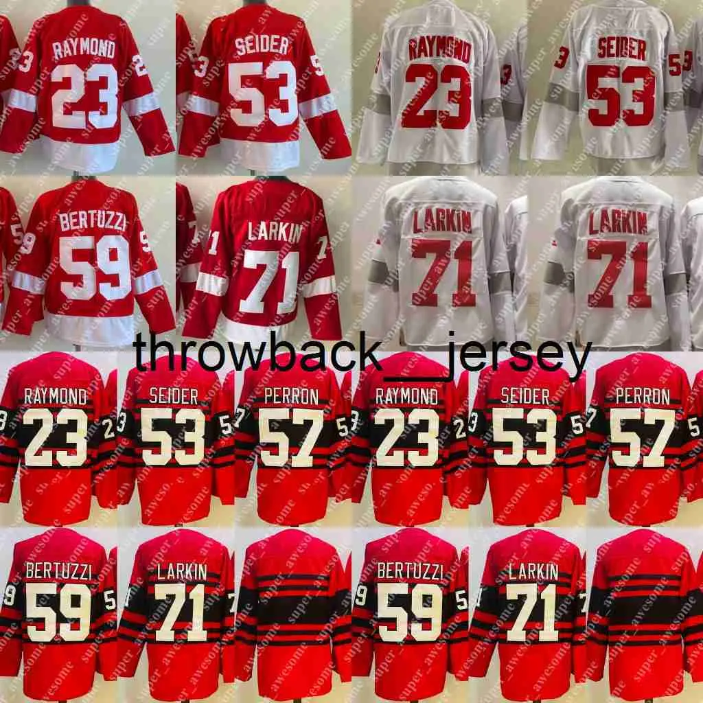 Thr 71 Dylan Larkin Red Hockey Jersey White Stitched, Featuring Lucas ...