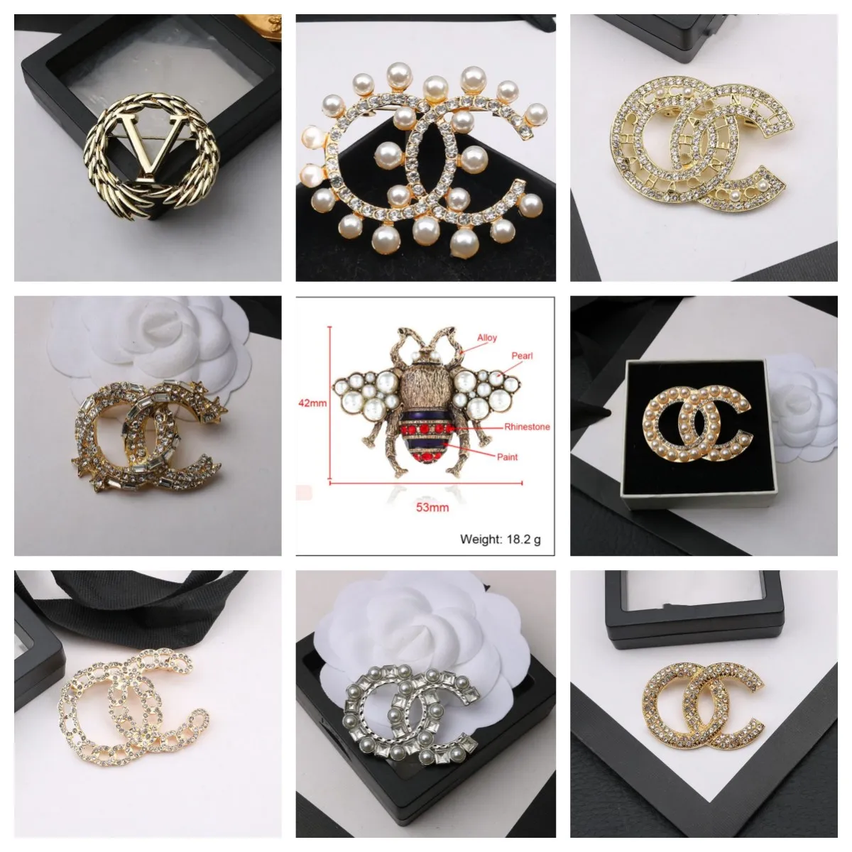 Luxury Retro Designer Brooch Letters Corsage Pendant Brooches Pin ...