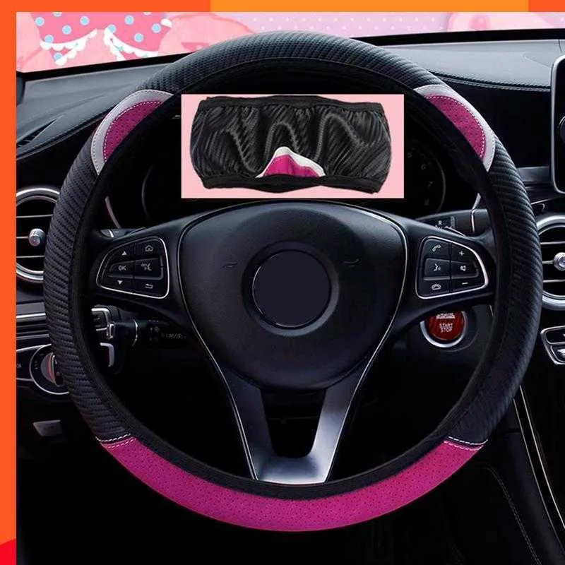 Steering Wheel Covers With Cat Ears Universal Fit Carbon Fiber Car ...