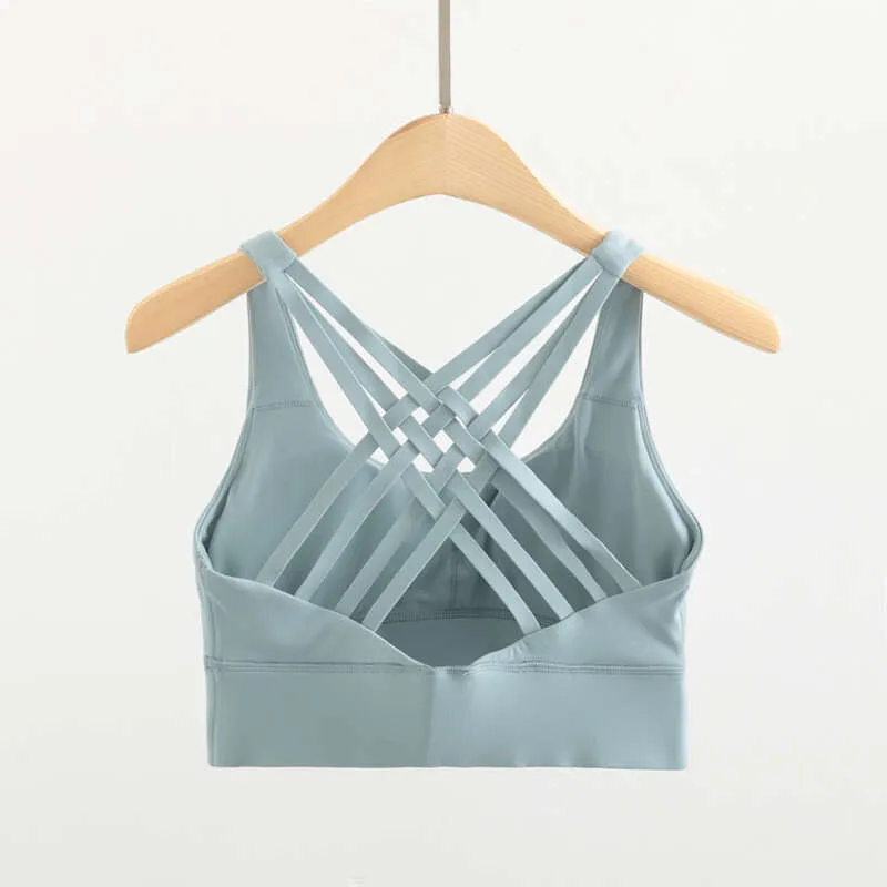 Printed Strappy Sports Bra - Women's Padded Yoga Crop Top, Breathable ...