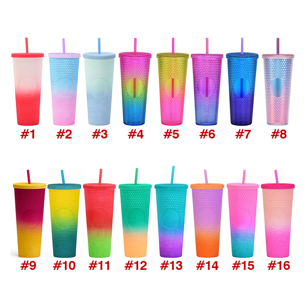 Creative Double Layer Ombre Glitter custom tumblers with Straw - Large ...
