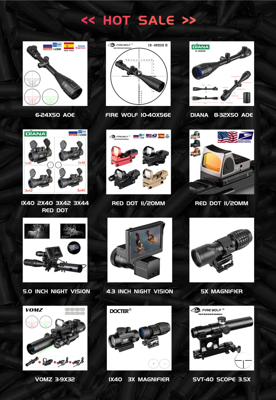 FIRE WOLF 3-10x42 Hunting Scope - Holographic Reticle, Tactical Riflescope, Sniper Optics for ...