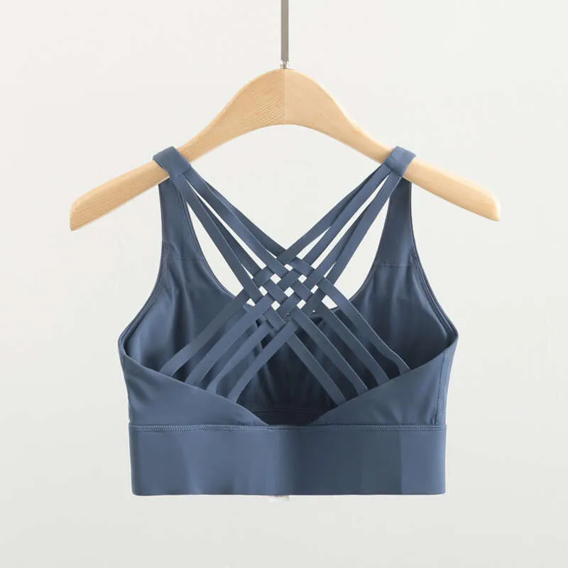 Printed Strappy Sports Bra - Women's Padded Yoga Crop Top, Breathable ...
