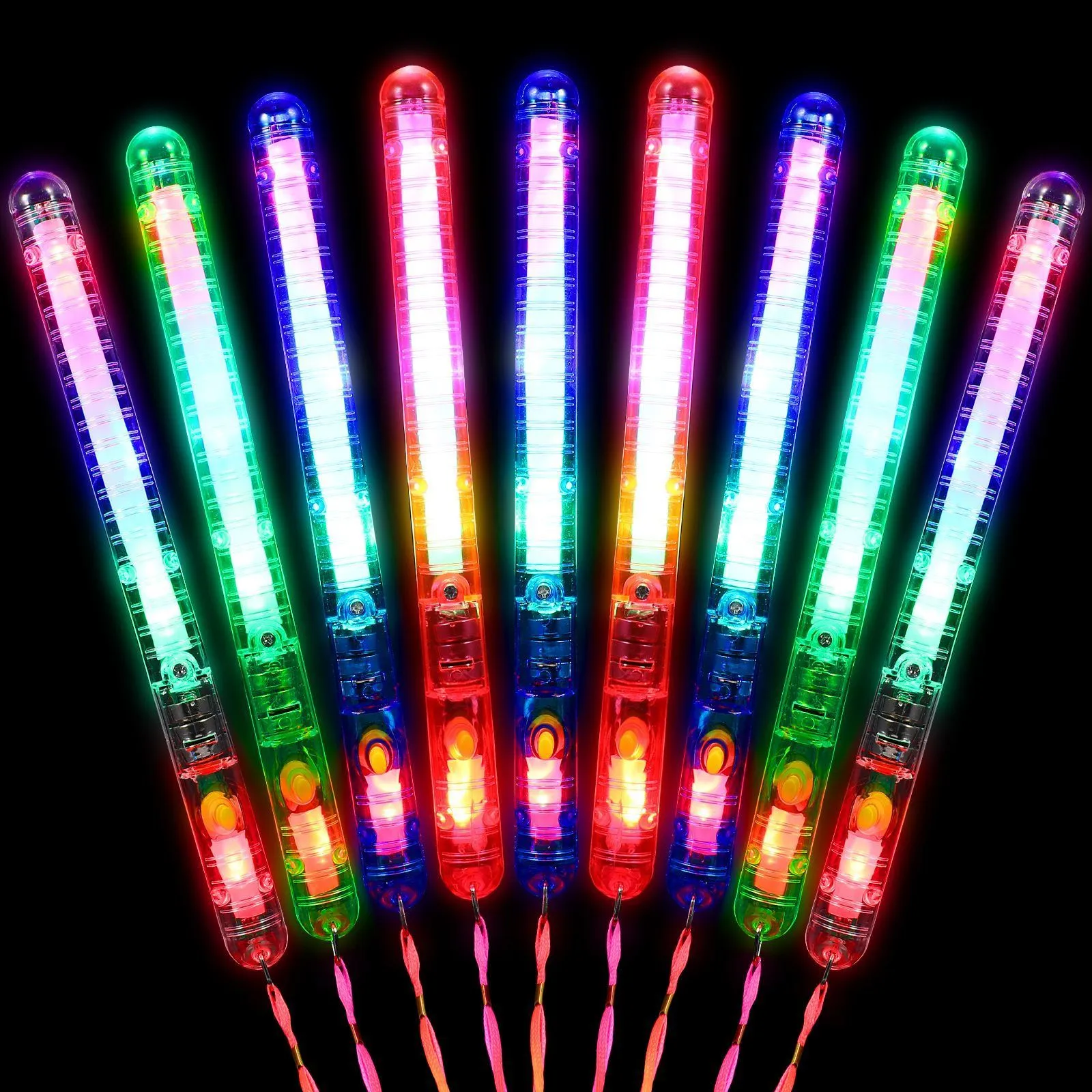 DHgate.com:12Pcs LED Light Sticks with Lanyards, Multicolor Flashing ...