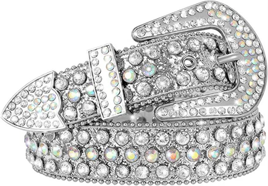 Fashion Designer Bb Simon Belts For Women Men Shiny Diamond Belt Black ...