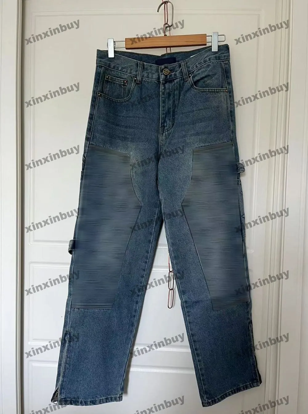 DHgate.com:Emboss Letters Denim Jeans | Zipper Hems Casual Pants for ...