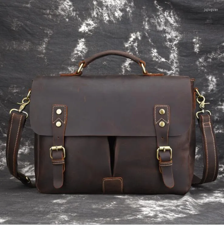 DHgate.com:Mens Genuine Leather Briefcase, Formal Business Messenger ...